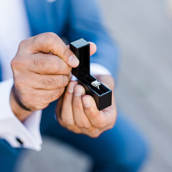 Thin Proposal Ring Box | Hide Engagement Ring | Small Black Discreet ...